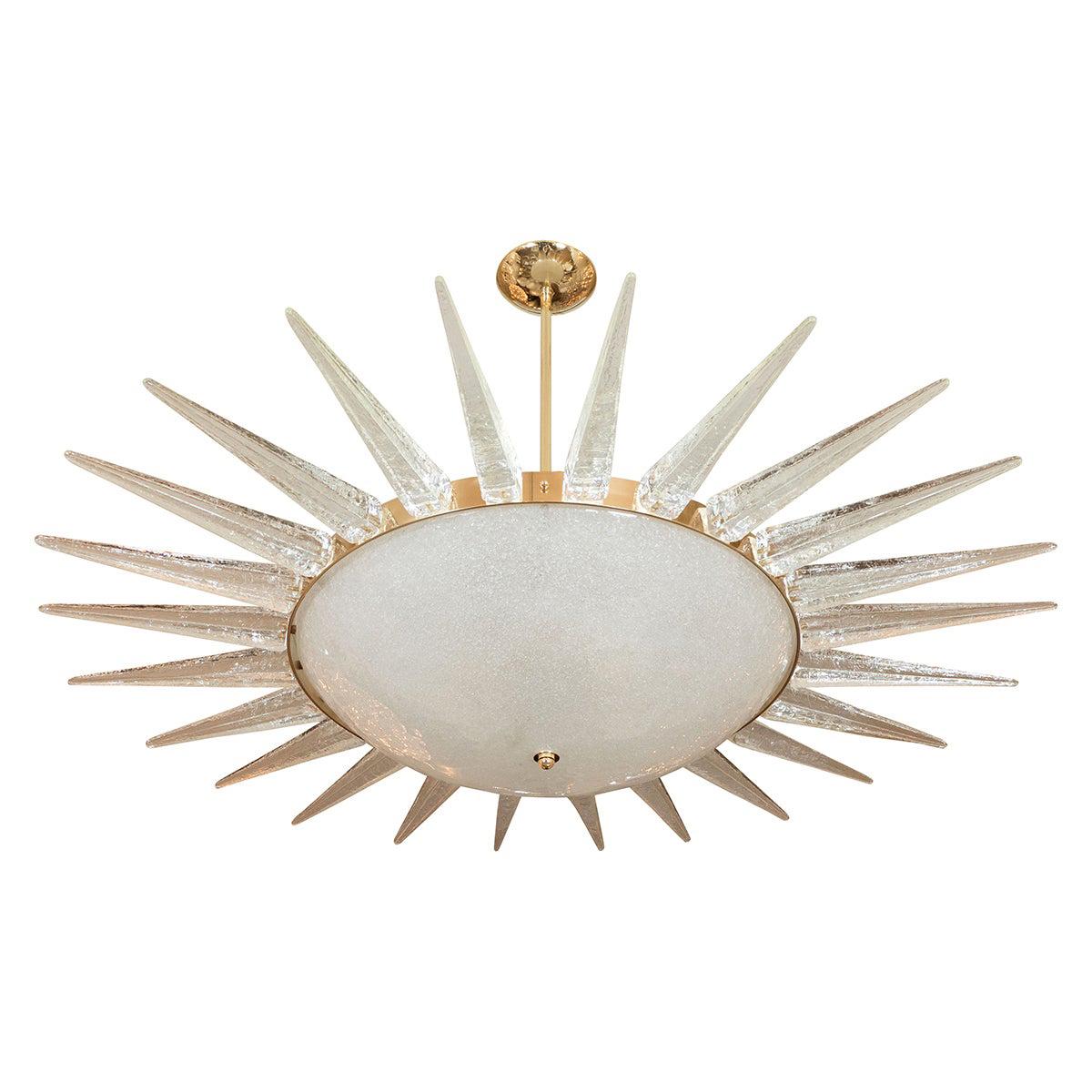 Caldwell Scalloped Edged Glass Sunburst Ceiling Light at 1stDibs