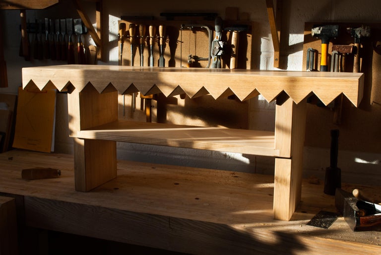 Sawtooth Bench in Solid English Oak, Designed and Handmade by Loose Fit ...