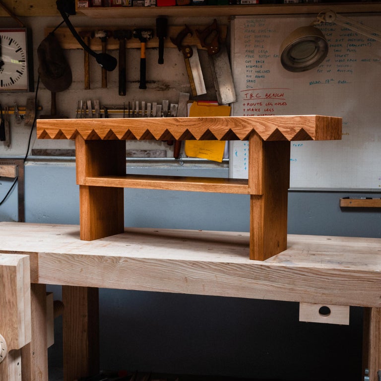 Sawtooth Bench in Solid English Oak, Designed and Handmade by Loose Fit ...