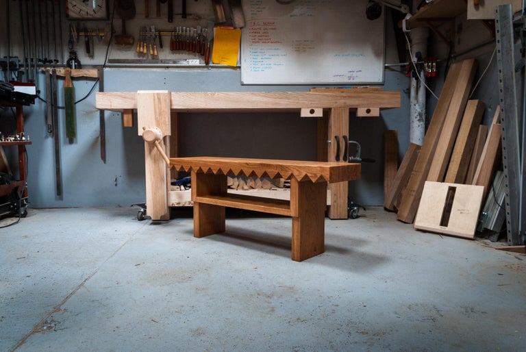 Sawtooth Bench in Solid English Oak, Designed and Handmade by Loose Fit ...