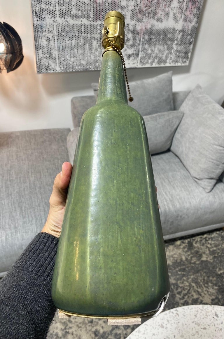 Saxbo Eva Stæhr Nielsen Signed Large Green Glazed Danish Pottery Table ...