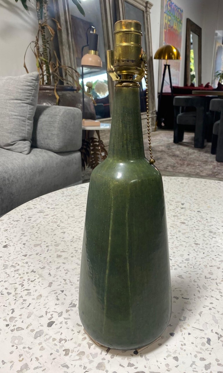 Saxbo Eva Stæhr Nielsen Signed Large Green Glazed Danish Pottery Table ...