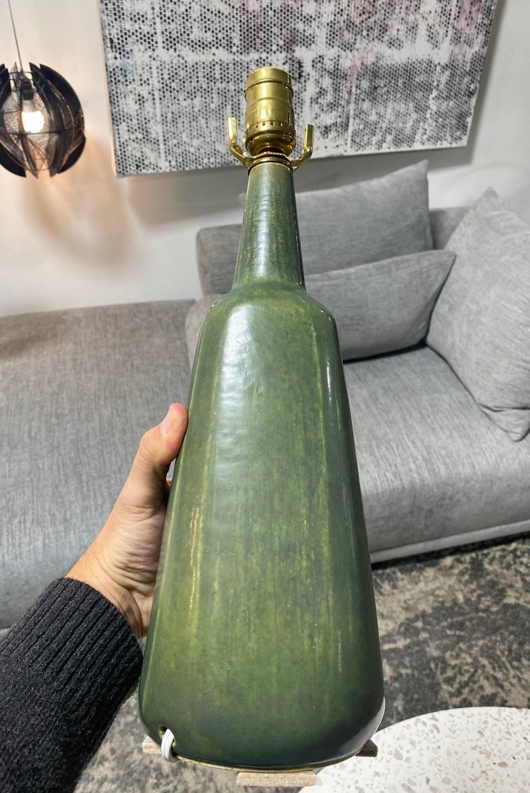 Saxbo Eva Stæhr Nielsen Signed Large Green Glazed Danish Pottery Table ...