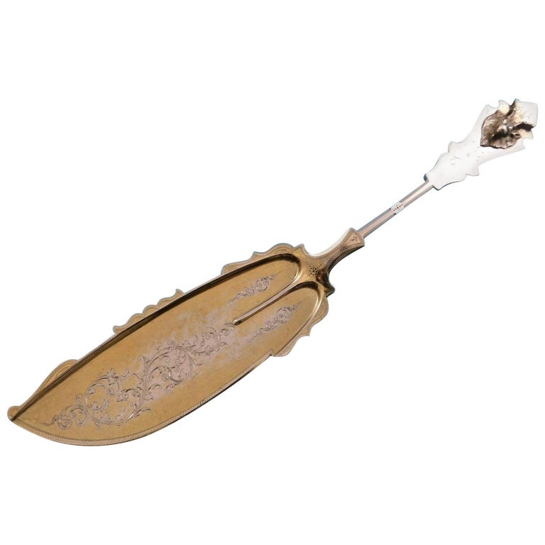 Saxon Stag by Duhme Coin Silver Fish Server Gold Washed B.C. 12 1/2" 3D ...