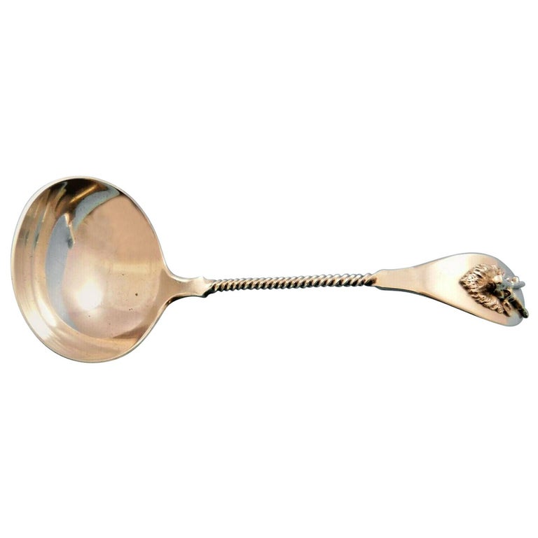 Saxon Stag by Gorham Sterling Silver Gravy Ladle 3D Applied Figural For ...