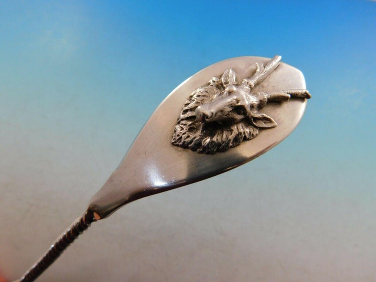 Saxon Stag by Gorham Sterling Silver Gravy Ladle 3D Applied Figural For ...