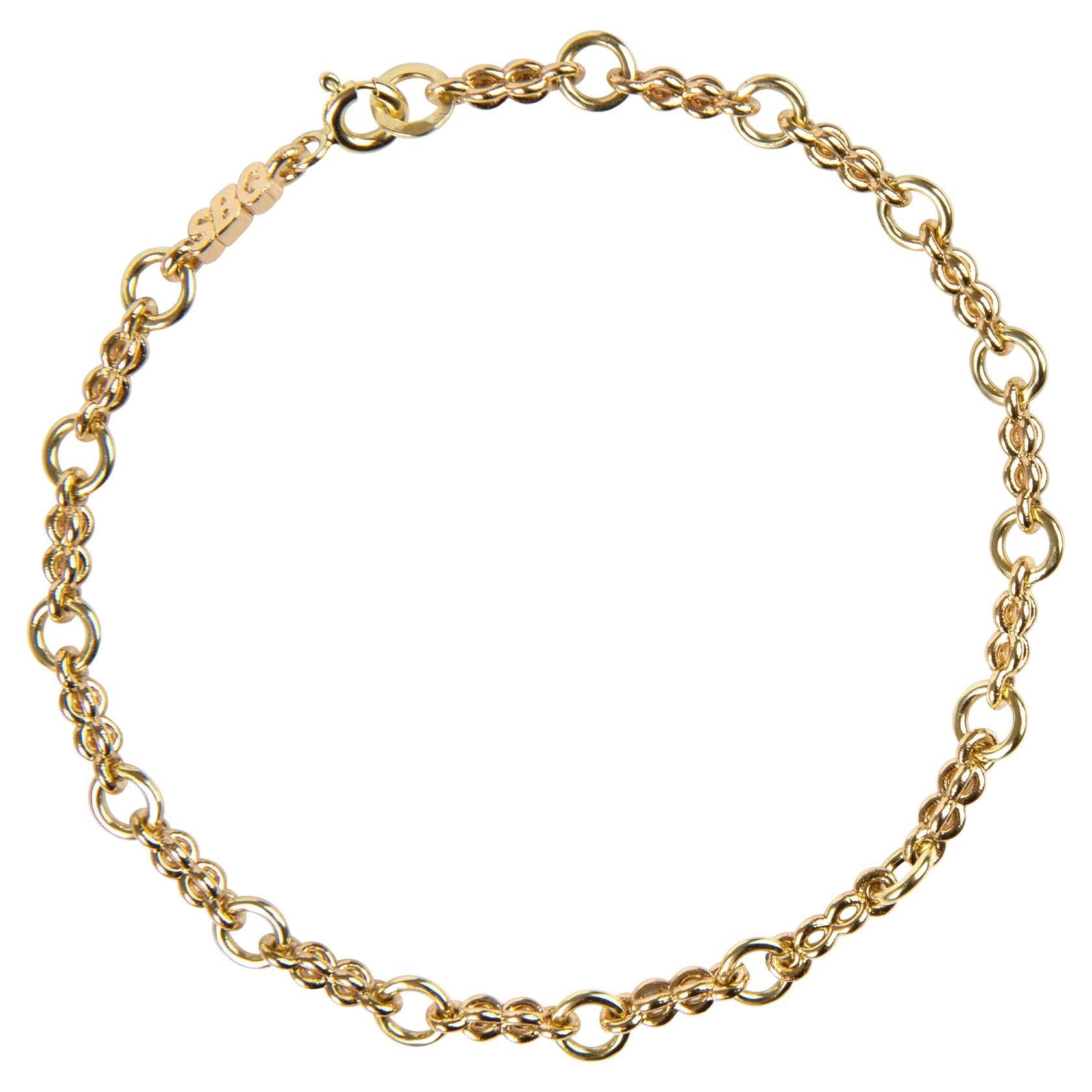 SBQ Bold Segment Chain Bracelet with Diamond and Sapphire Clicker, 14K ...