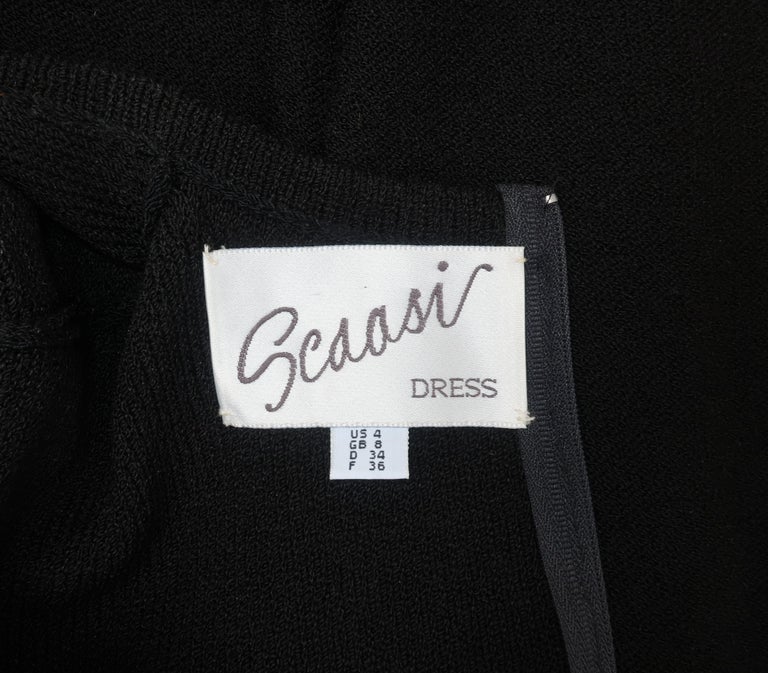 Scaasi 1980's Black Knit Dress With Large Gold Buttons at 1stDibs