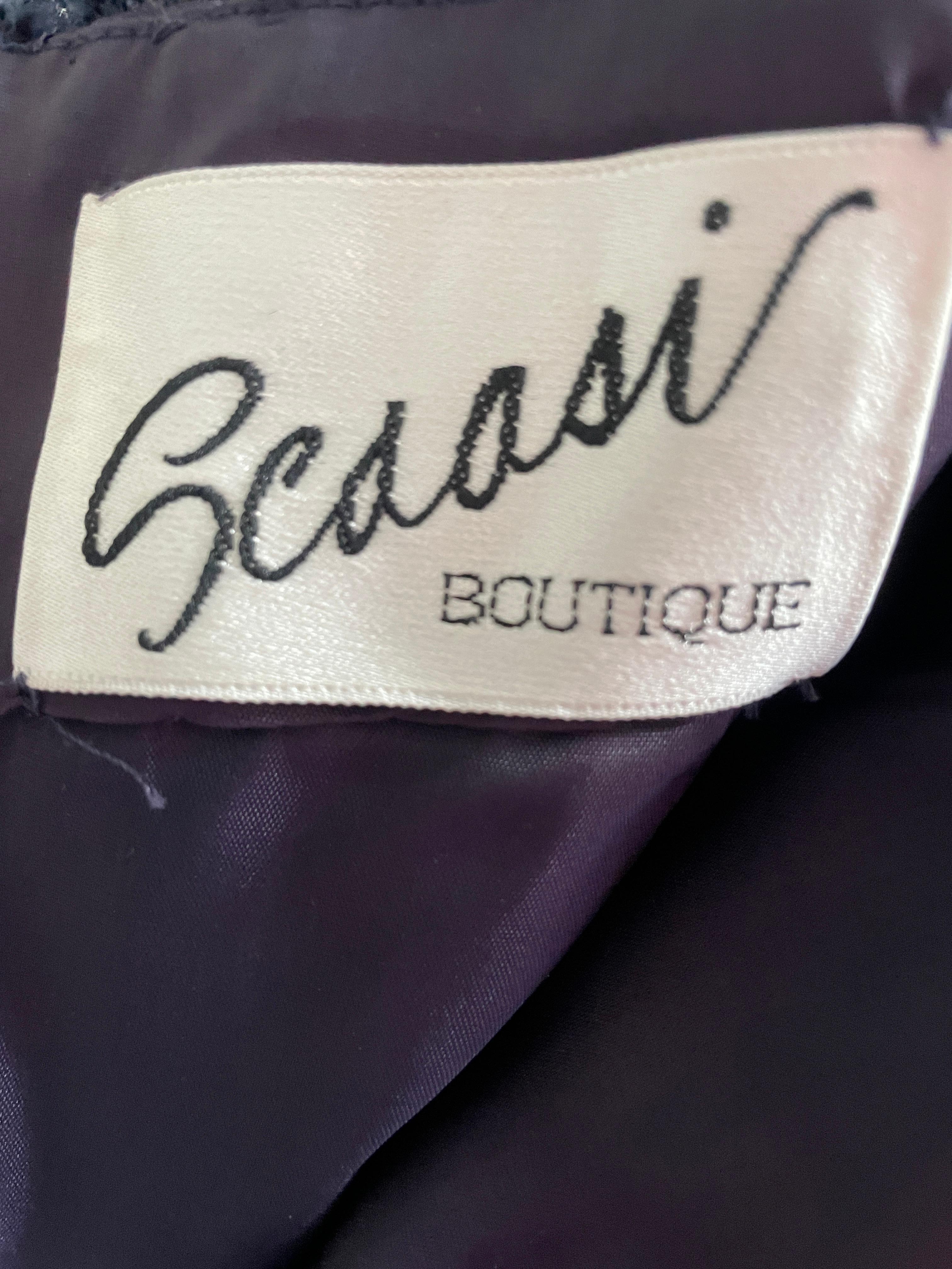 Scaasi 80's Strapless Navy Blue Tiered Sequin Ball Gown For Sale at 1stDibs