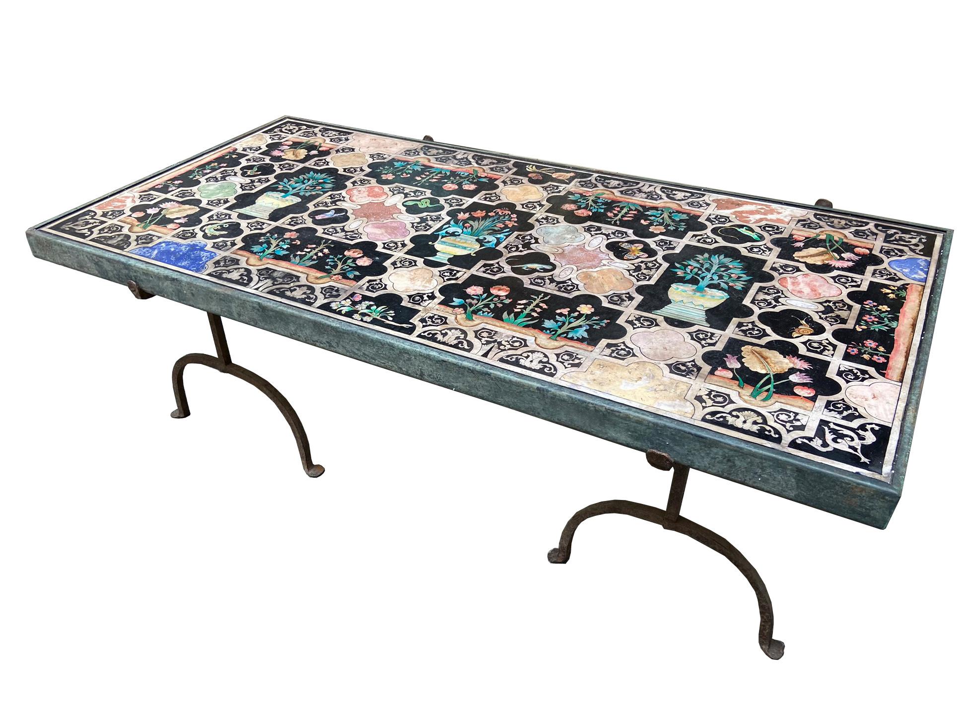 Scagliola and Iron Coffee Table, Italy, 1940s For Sale at 1stDibs