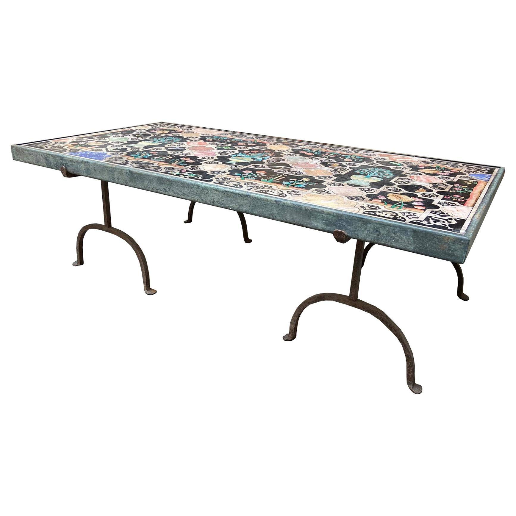 Scagliola and Iron Coffee Table, Italy, 1940s For Sale at 1stDibs