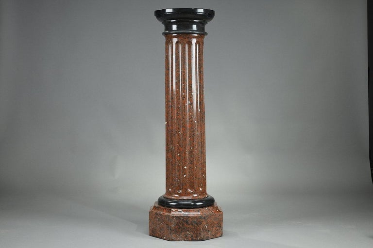 "Scagliola" Cherry Red Column, Late 19th Century For Sale at 1stDibs