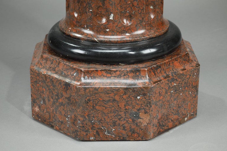 "Scagliola" Cherry Red Column, Late 19th Century For Sale at 1stDibs