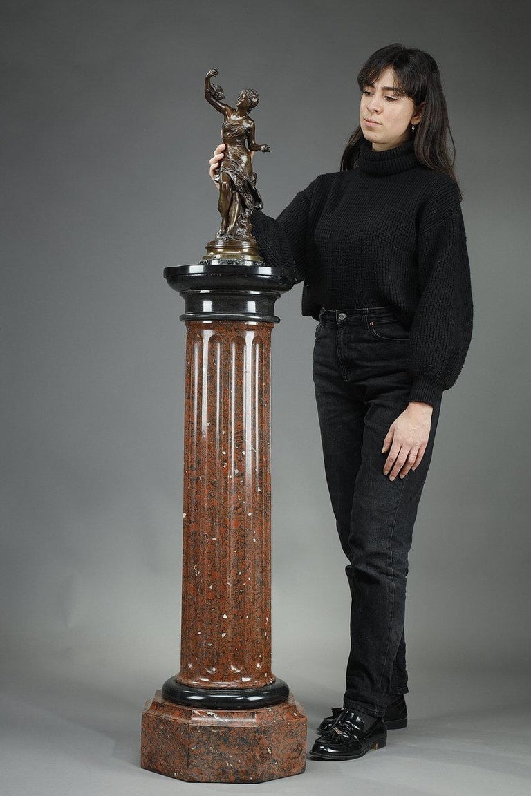 "Scagliola" Cherry Red Column, Late 19th Century For Sale at 1stDibs