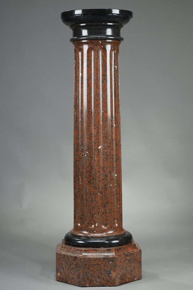 "Scagliola" Cherry Red Column, Late 19th Century For Sale at 1stDibs