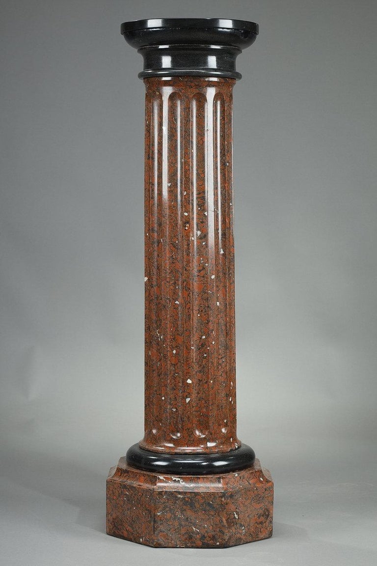 "Scagliola" Cherry Red Column, Late 19th Century For Sale at 1stDibs