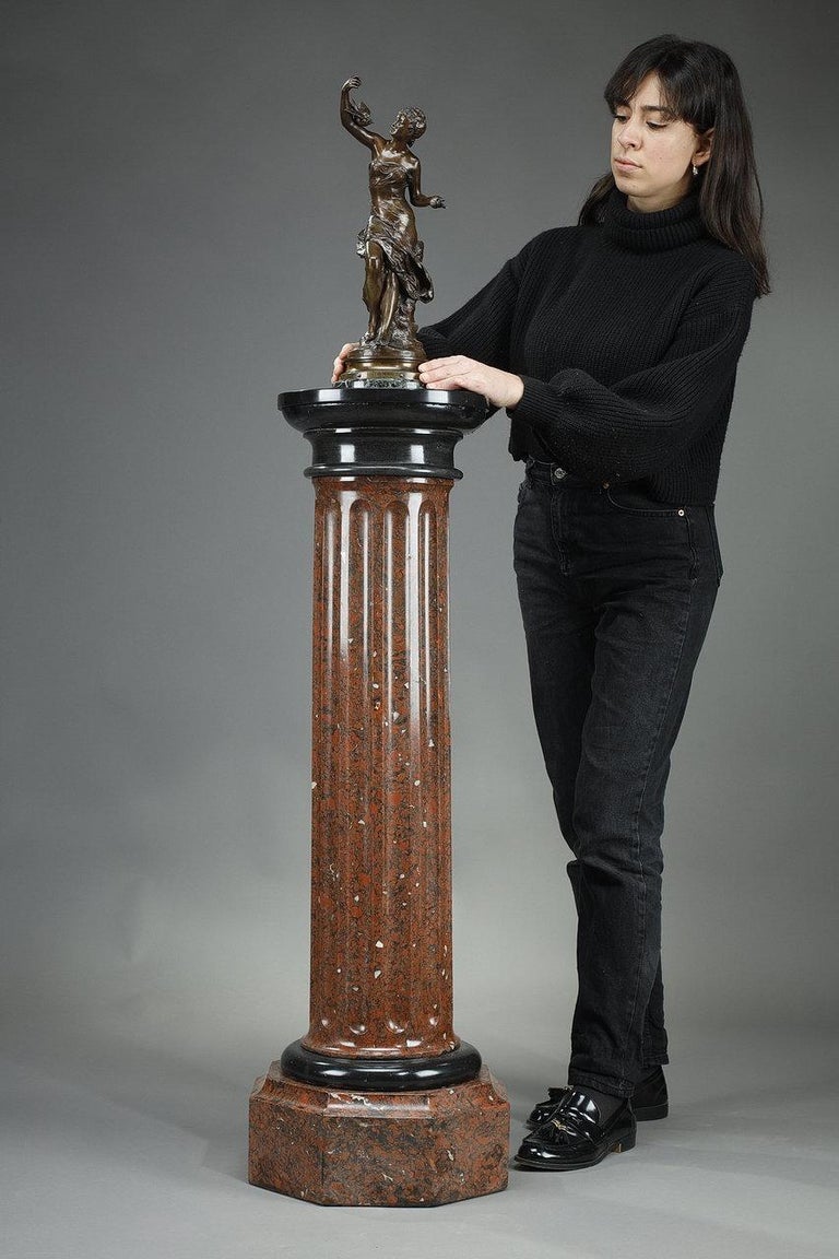 "Scagliola" Cherry Red Column, Late 19th Century For Sale at 1stDibs