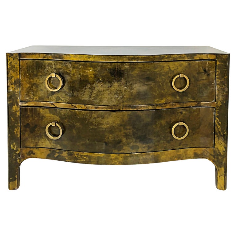 Scala Commode de luxe en peau de chèvre laquée marron « Trapu ...