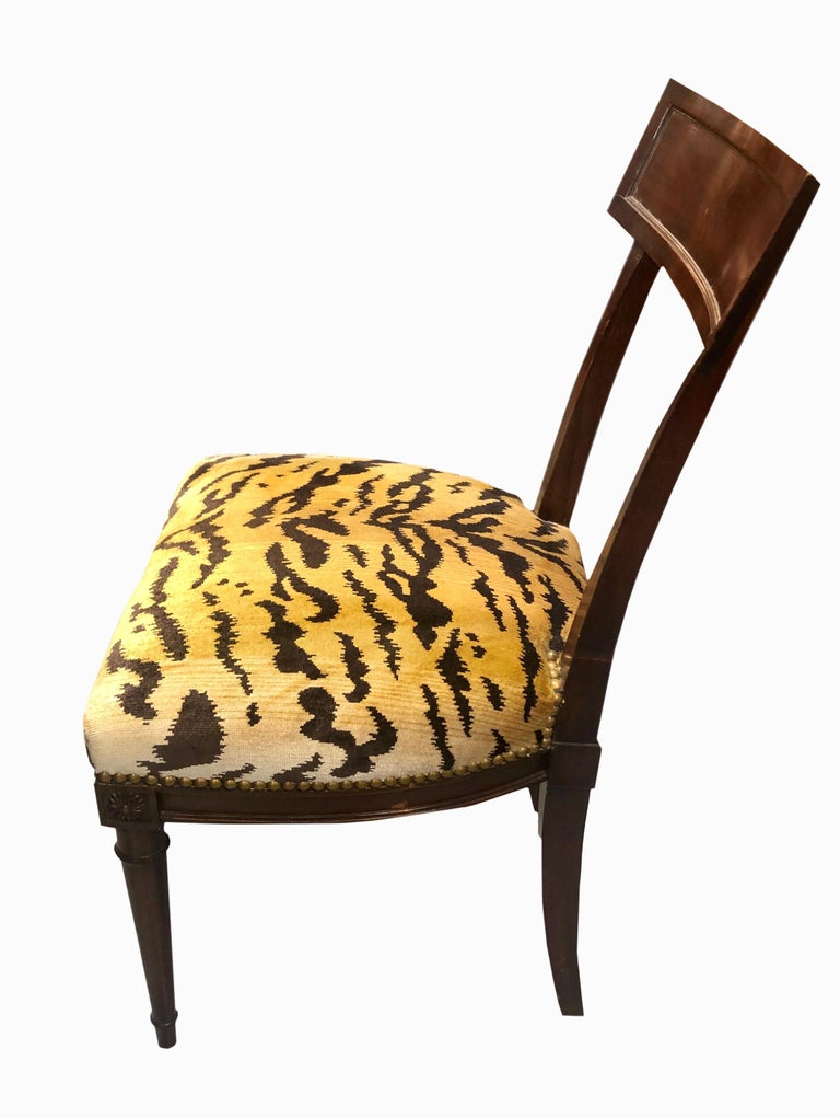 Scalamandré Silk Tiger Velvet French Empire Side Chair For Sale at 1stDibs