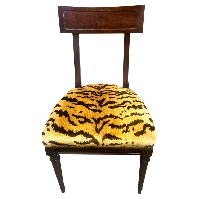 Scalamandré Silk Tiger Velvet French Empire Side Chair For Sale at 1stDibs