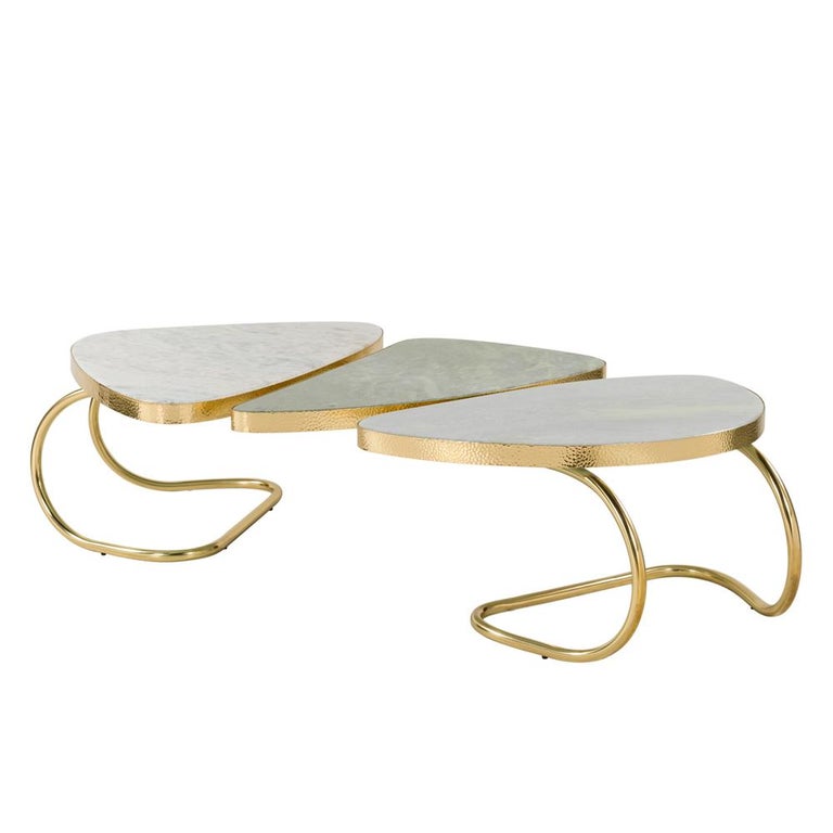Scales Coffee Table with Crystal and Marble Tops For Sale at 1stDibs