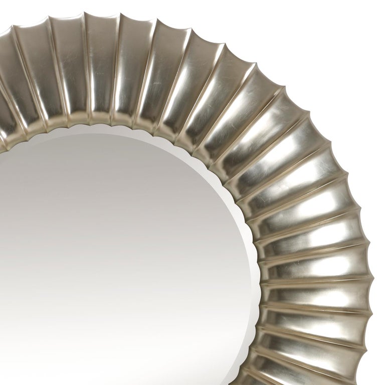 Scales Round Mirror with Mahogany Frame in Silver Finish For Sale at ...