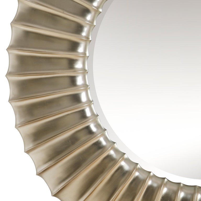 Scales Round Mirror with Mahogany Frame in Silver Finish For Sale at ...