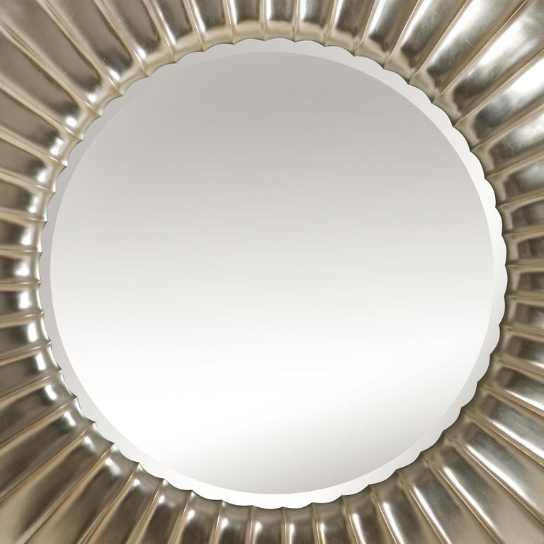 Scales Round Mirror with Mahogany Frame in Silver Finish For Sale at ...