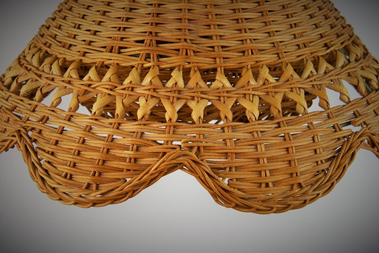 Scalloped Wicker Two Tier Pendant Light at 1stDibs