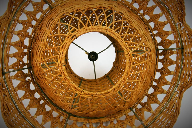 Scalloped Wicker Two Tier Pendant Light at 1stDibs