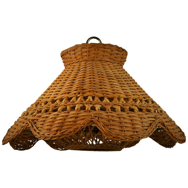 Scalloped Wicker Two Tier Pendant Light at 1stDibs