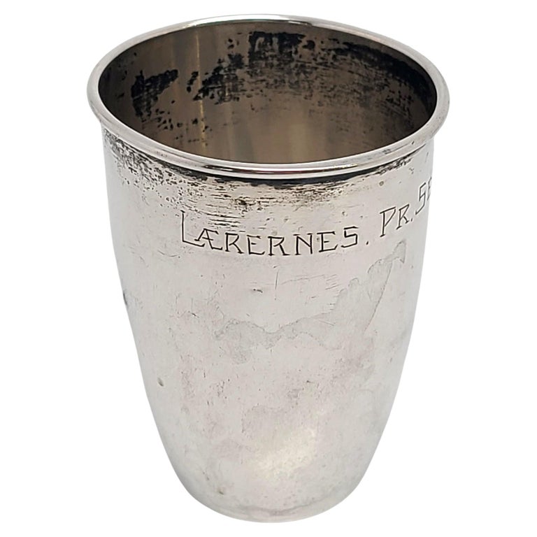 Scandanavian 830 Silver Cup with Engraving For Sale at 1stDibs