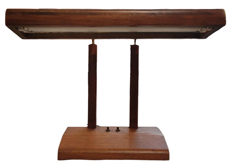 Scandanavian Wooden Table Lamp with Brass Goose Neck Design For Sale at ...