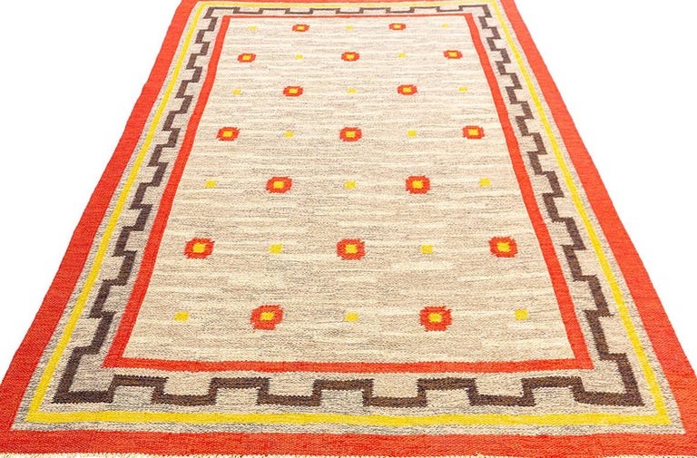 Scandi Rug Rollakan Swedish Abstract Design with Beige Field Color For ...