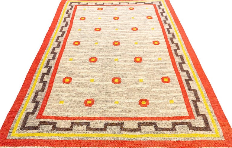 Scandi Rug Rollakan Swedish Abstract Design with Beige Field Color For ...