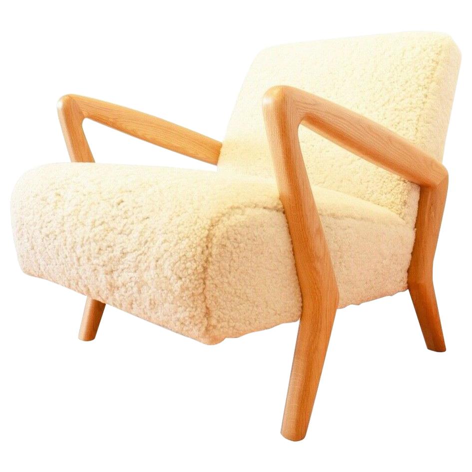 Scandi Sheepskin and Oak Lounge Chair For Sale at 1stDibs | scandi ...