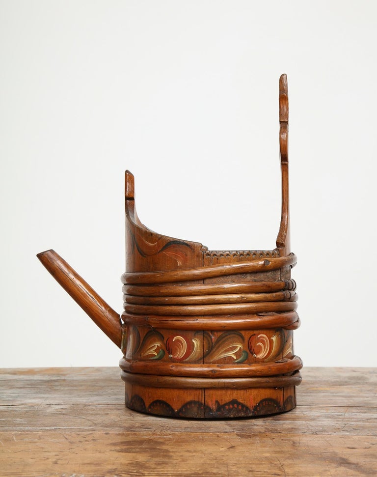 Hand Painted Allmoge Water/Beer Tankard, Dalarna, Sweden, Circa 1800 ...