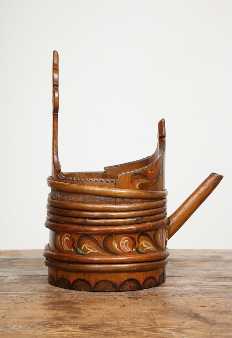 Hand Painted Allmoge Water/Beer Tankard, Dalarna, Sweden, Circa 1800 ...