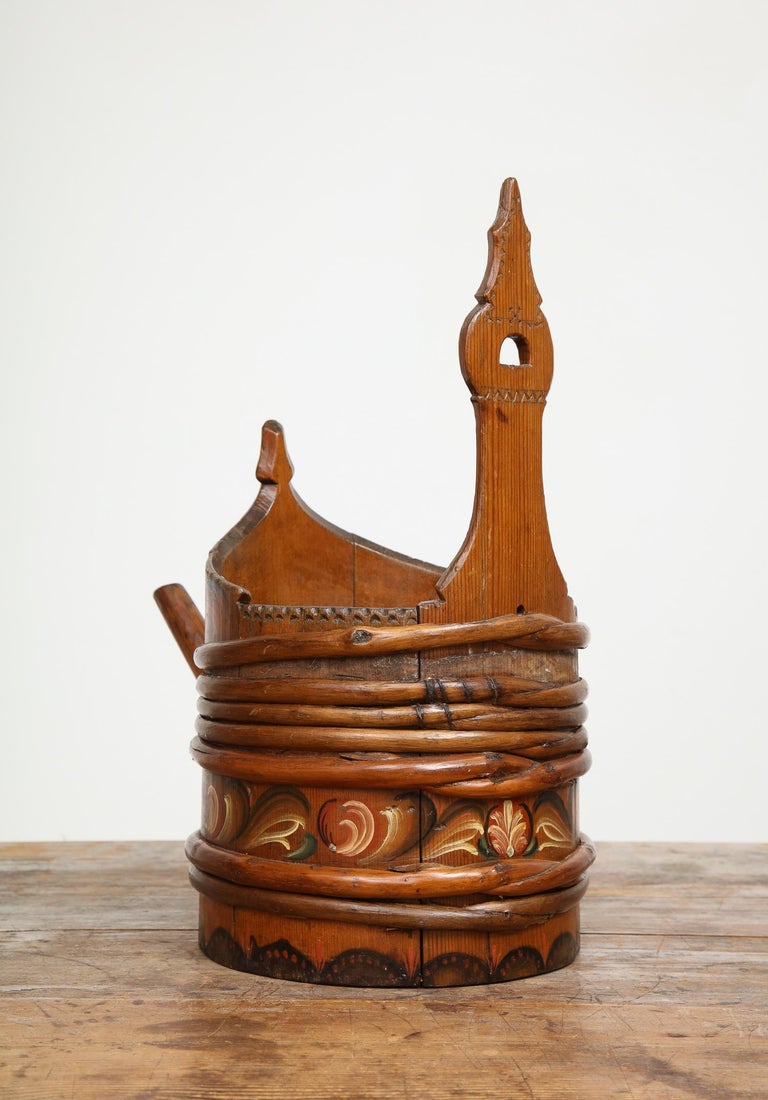 Hand Painted Allmoge Water/Beer Tankard, Dalarna, Sweden, Circa 1800 ...