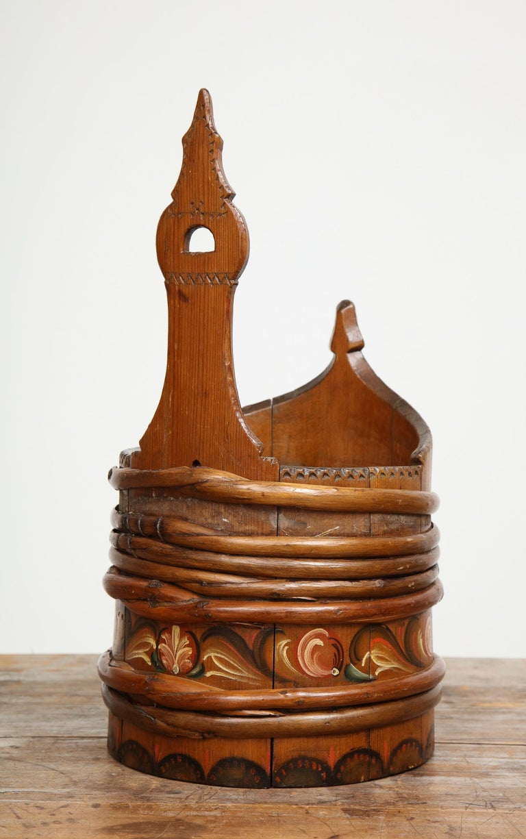 Hand Painted Allmoge Water/Beer Tankard, Dalarna, Sweden, Circa 1800 ...