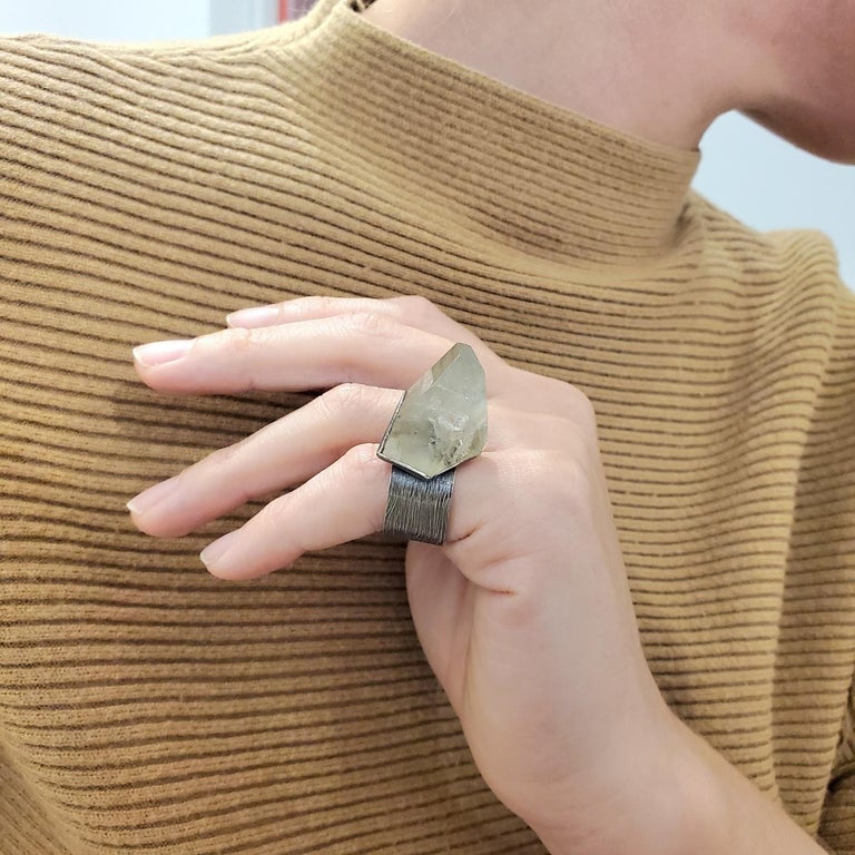 Scandinavian 1960 Brutalist Cocktail Ring in Sterling Silver with Rock ...