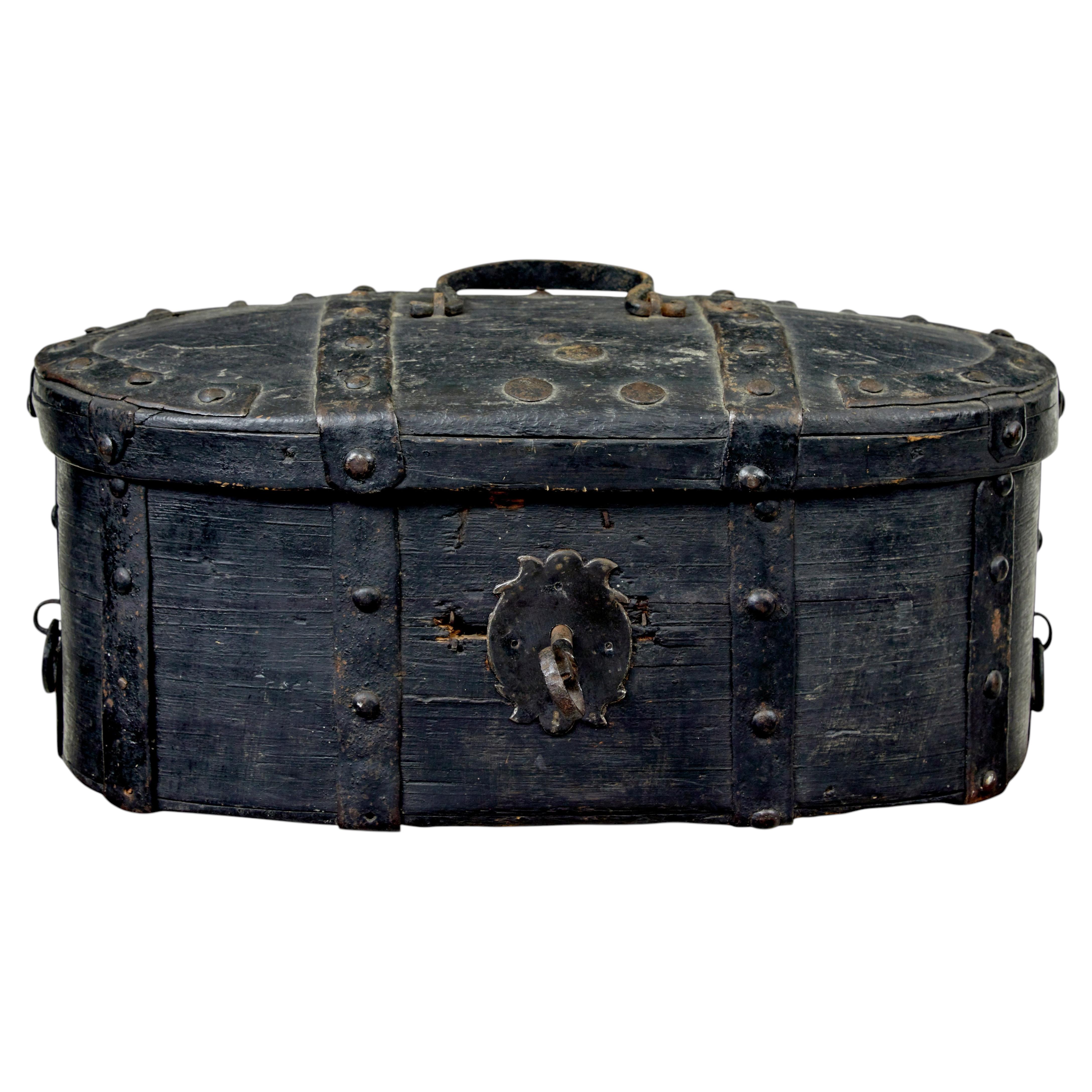 18th Century Swedish Blue Painted Wooden Box with Ironwork For Sale at ...