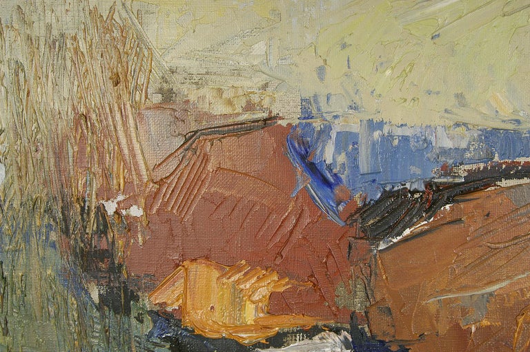 Scandinavian Art 1960s Swedish Abstract Oil on Canvas Painting by Fritz ...