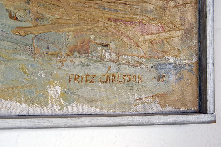 Scandinavian Art 1960s Swedish Abstract Oil on Canvas Painting by Fritz ...