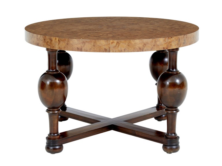Scandinavian Art Deco Burr Elm Coffee Table at 1stDibs