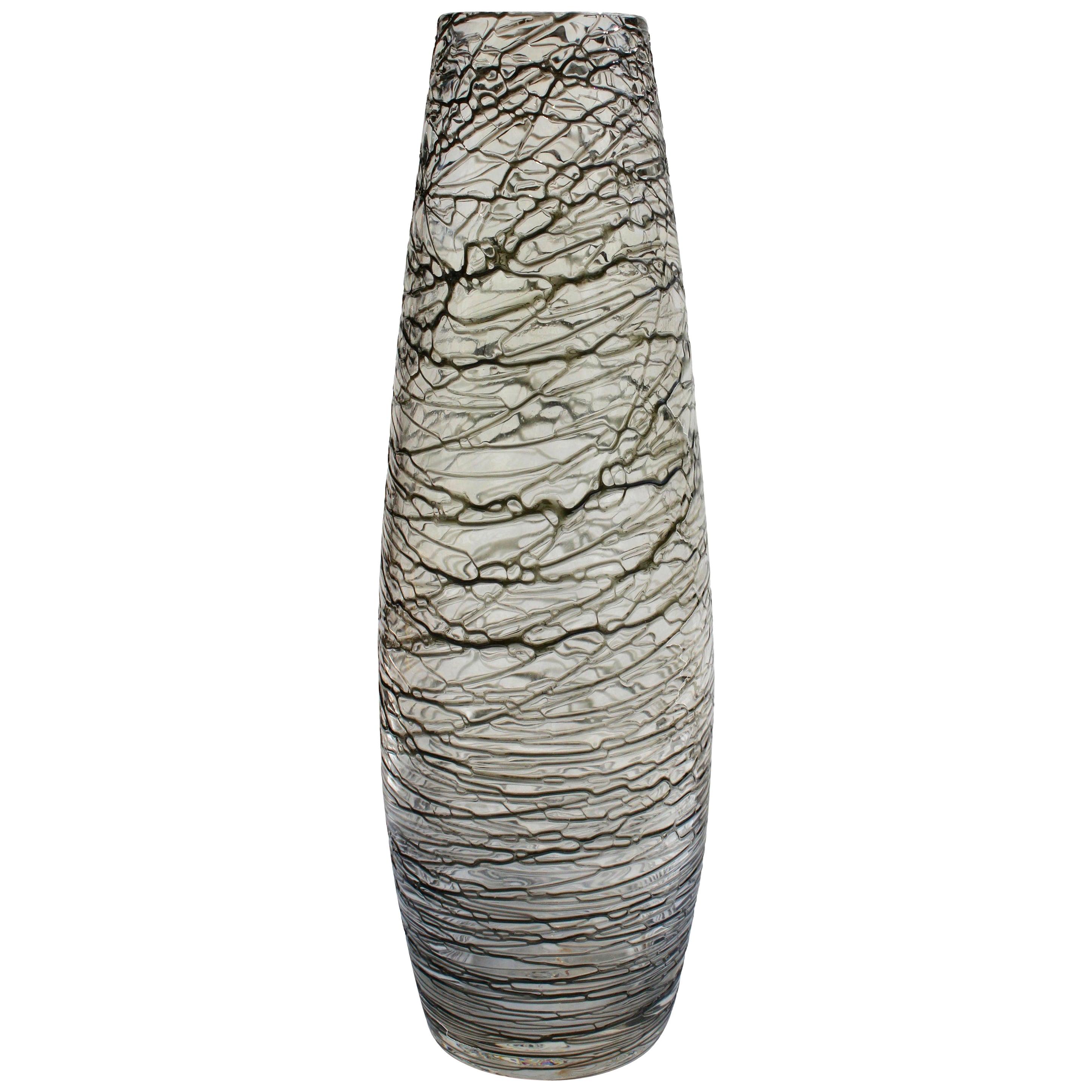 Textured and Faceted Murano Sommerso Green and Yellow Ice Glass Vase at ...