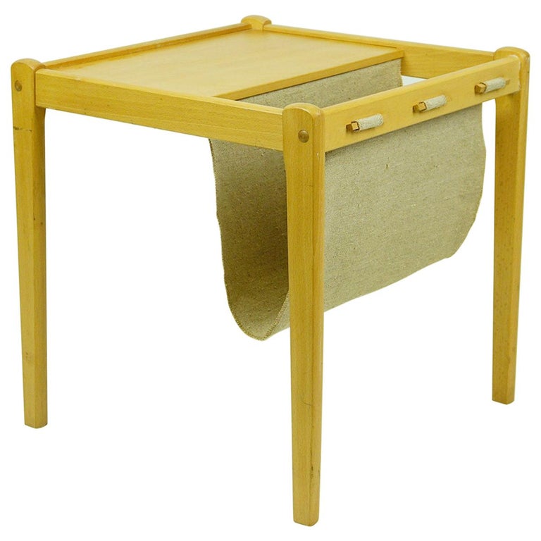 Scandinavian Beech Side Table with Magazine Rack by BRDR Furbo Denmark ...