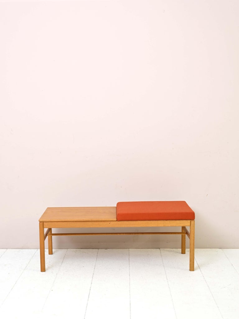 Scandinavian Bench with Upholstered Seat For Sale at 1stDibs