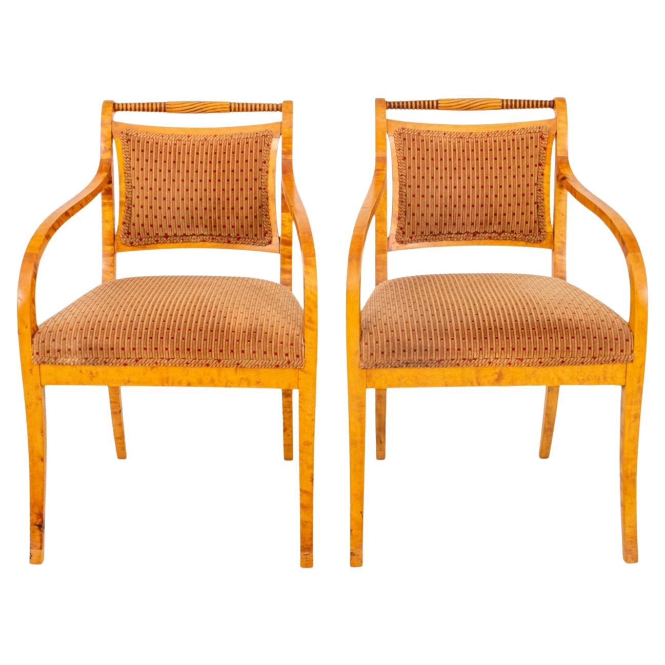 Scandinavian Biedermeier Revival Arm Chairs, Pair For Sale at 1stDibs