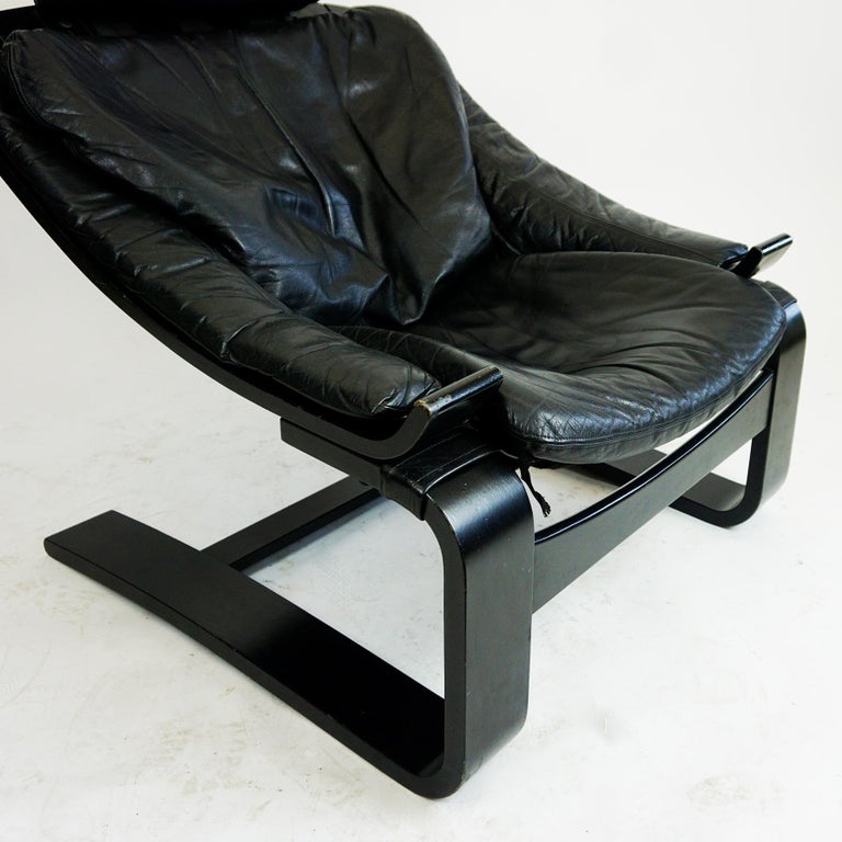 Scandinavian Black Leather Kroken Lounge Chair by Ake Fribytter for ...